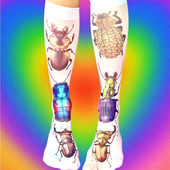 darinkawear | Accessories | Colorful Insect Print Kneehigh Socks | Poshmark